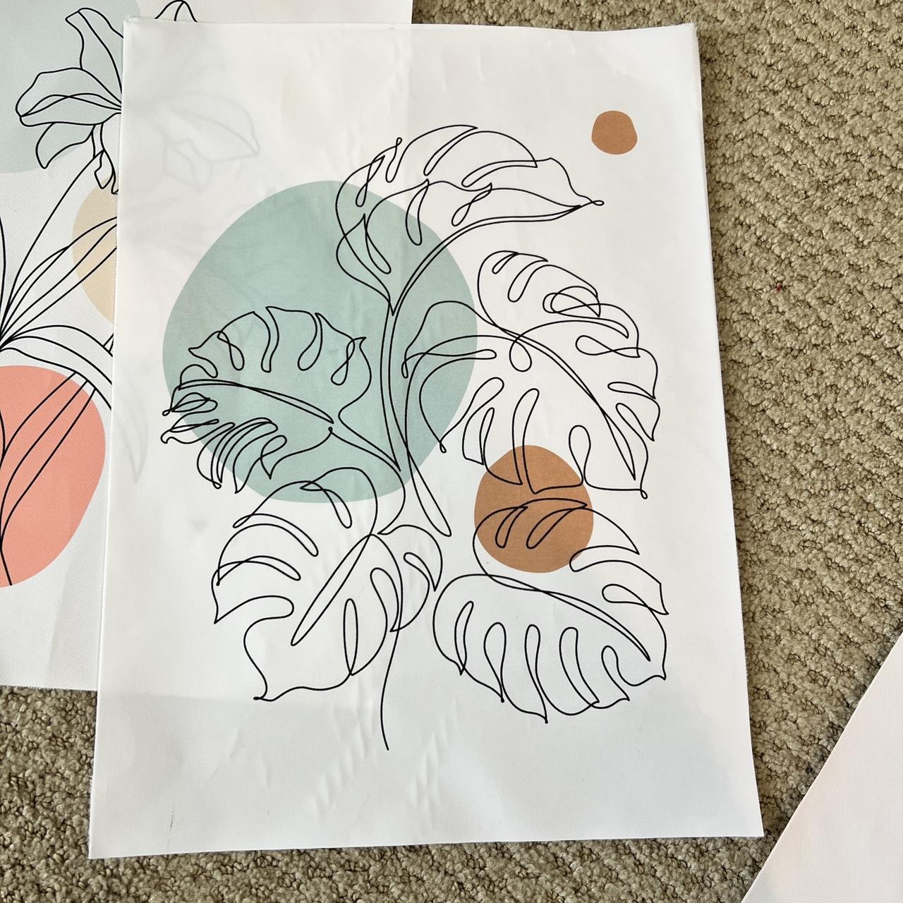 Abstract one-line plant drawing art Approx 11” x... - Depop