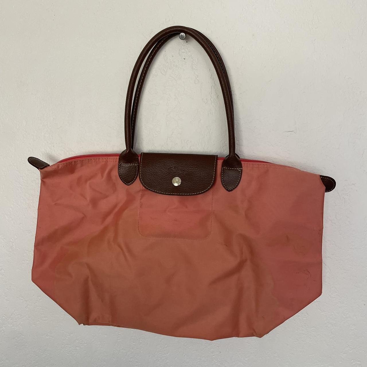 Vintage Peach Longchamp tote bag! Has removable stains! - Depop