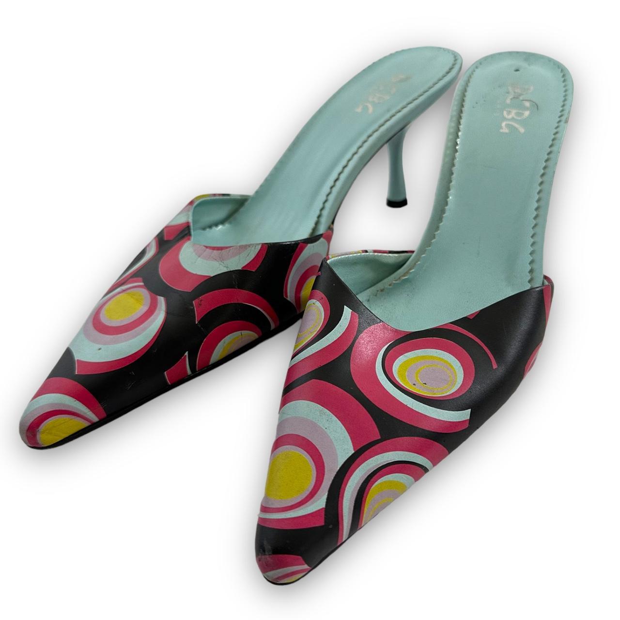 BCBGMAXAZRIA Women's Black and Blue Mules | Depop