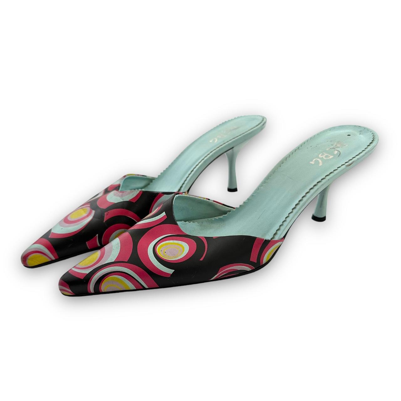 BCBGMAXAZRIA Women's Black and Blue Mules | Depop