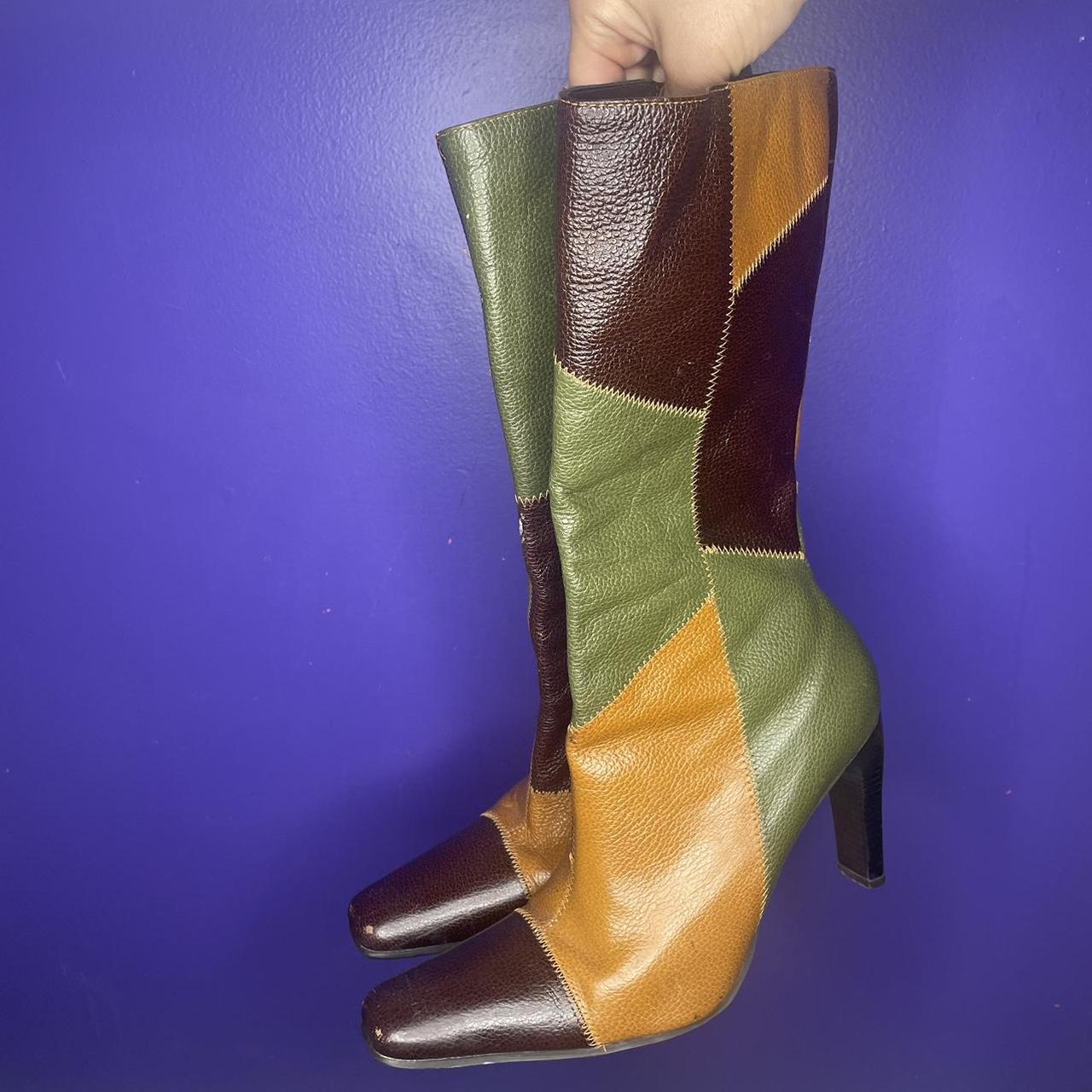 Vintage Leather calf patch work boots Brand:... - Depop