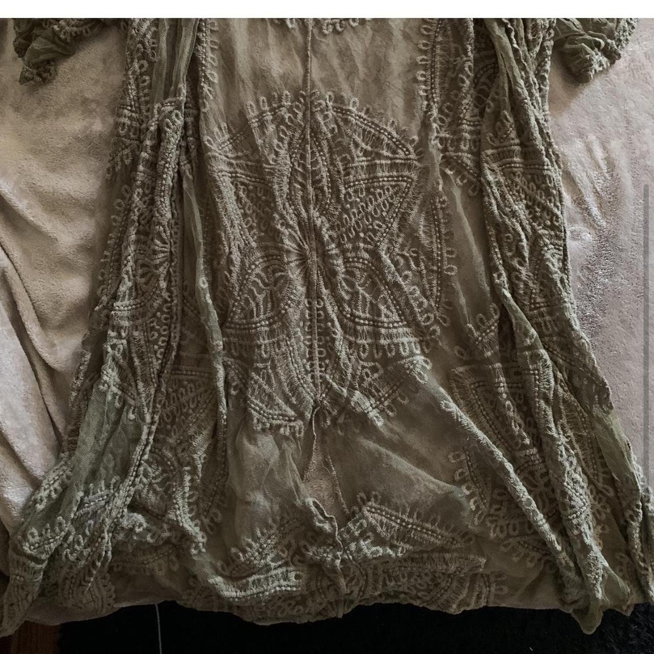 green see-through cardigan floral pattern large size... - Depop