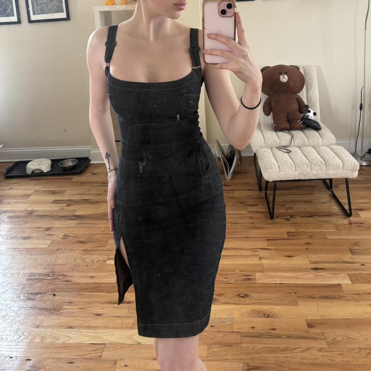 COP COPINE DENIM RETRO MIDI DRESS SO FLATTERING... | Depop