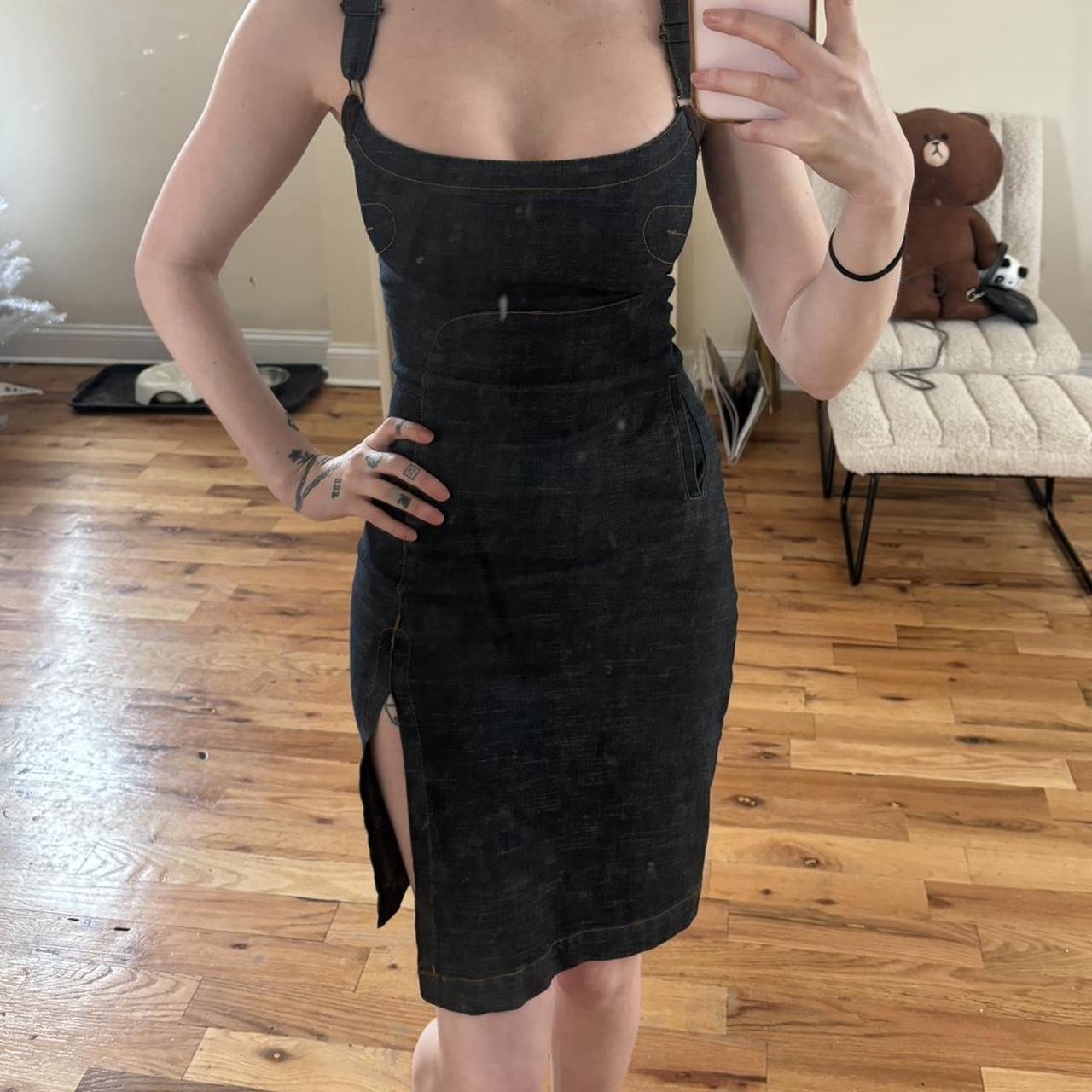 COP COPINE DENIM RETRO MIDI DRESS SO FLATTERING... | Depop