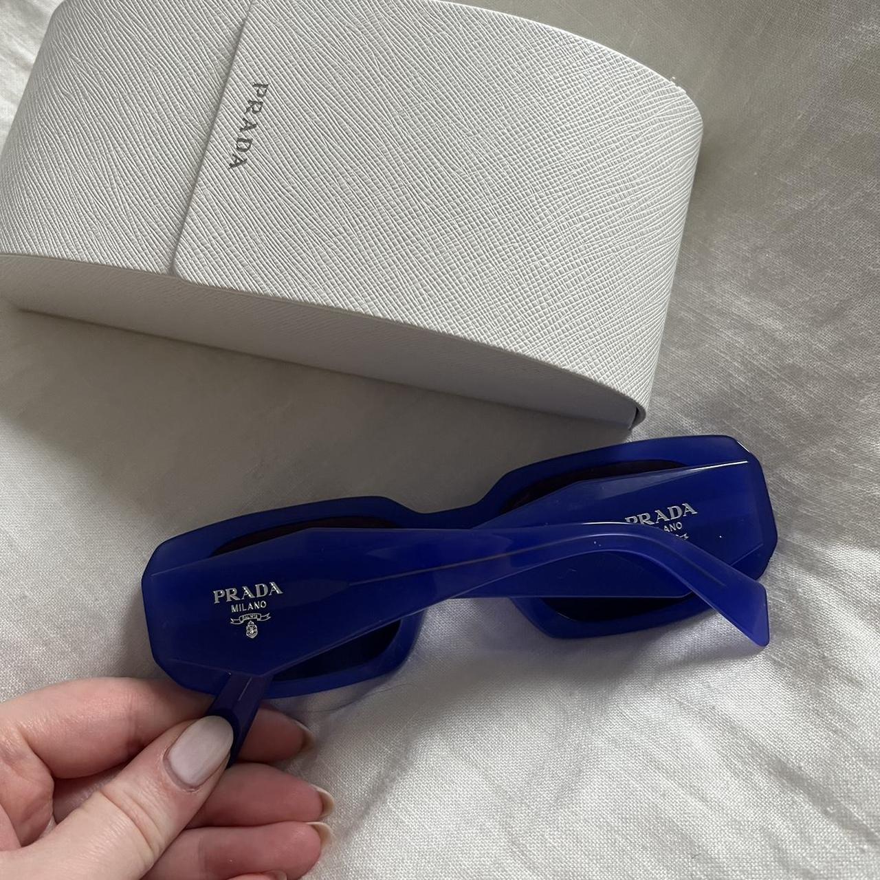 Blue Prada Symbole Sunglasses Comes with case... - Depop
