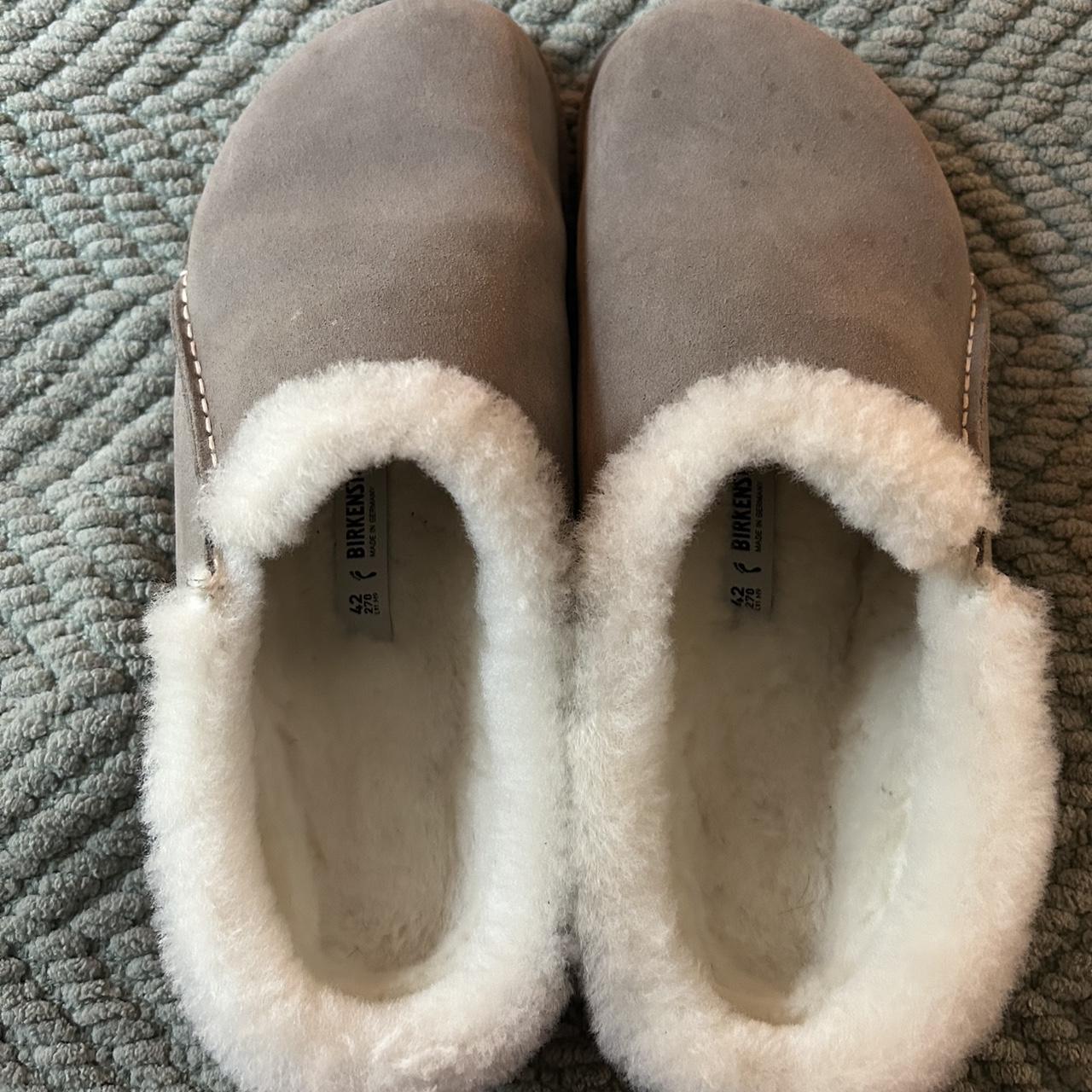 birkenstock fuzzy clogs worn around the house a... - Depop