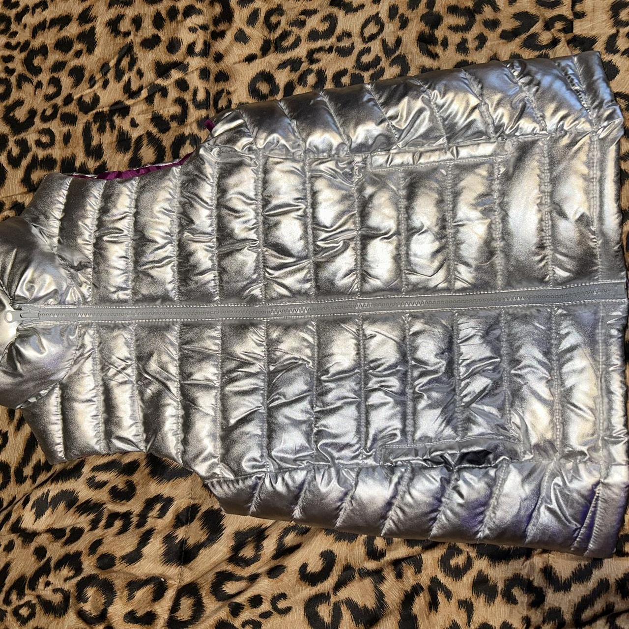 Metallic silver puffer vest Tagged medium best fit... - Depop
