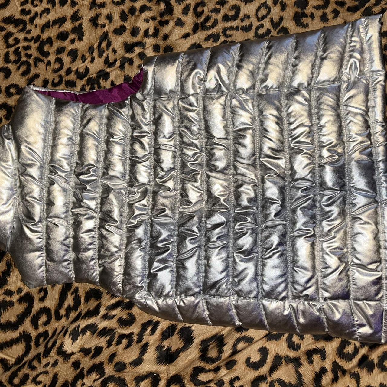 Metallic silver puffer vest Tagged medium best fit... - Depop