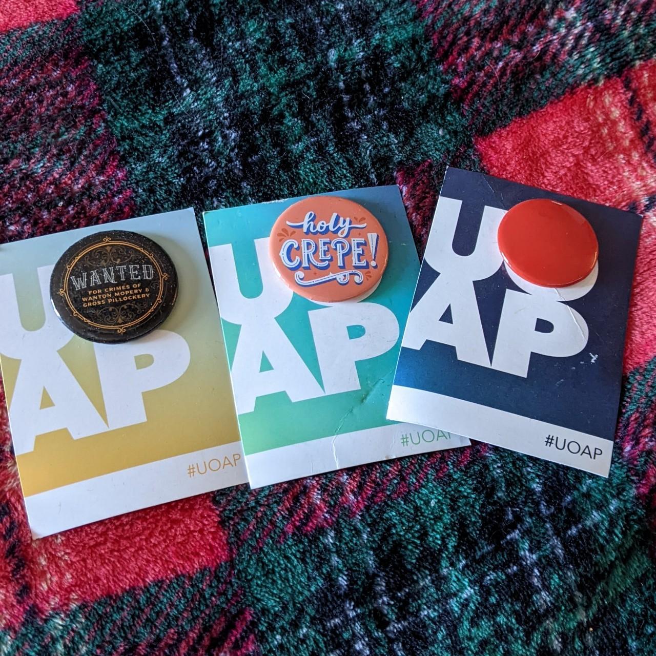 UOAP pins from 2021 Never taken off the paper... - Depop