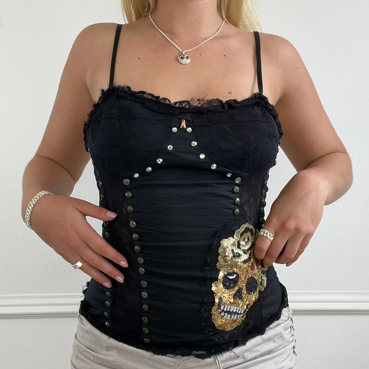 Black skull corset Amazing black lace corset with... - Depop