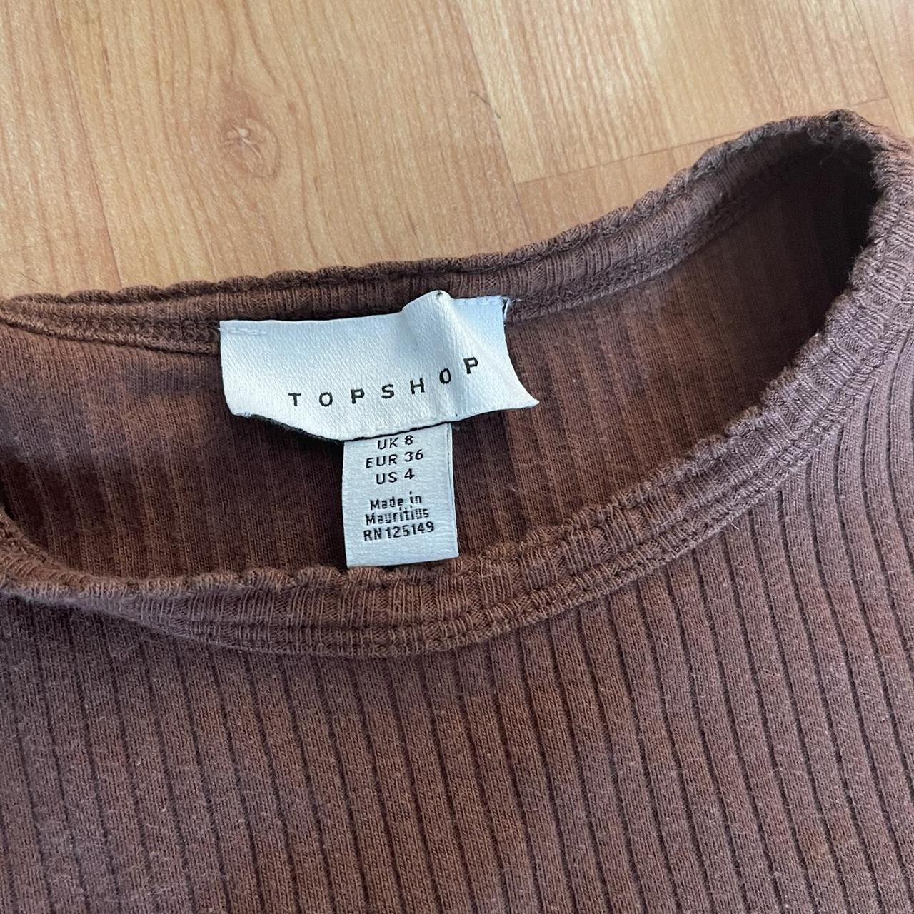 topshop brown short sleeve baby tee no flaws size US... - Depop