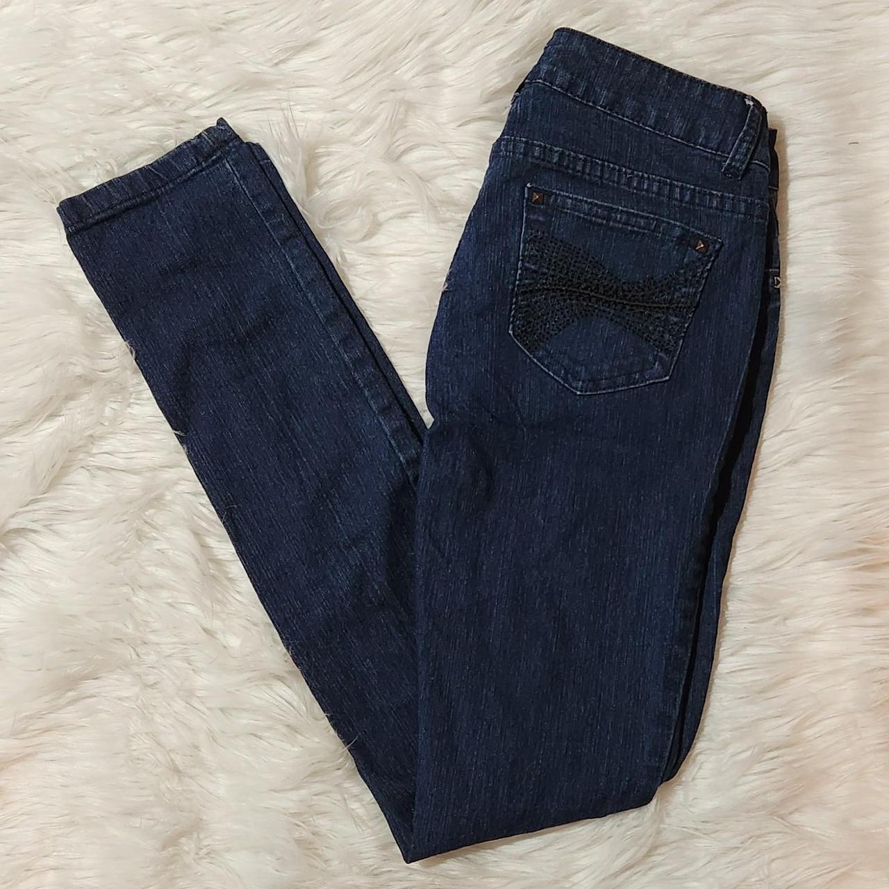 TruHearts, dark blue, low rise, skinny jeans. Only... - Depop