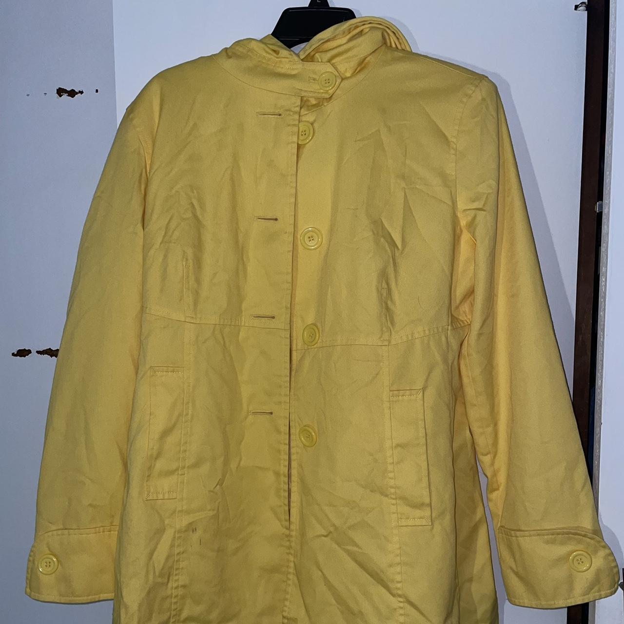 George Yellow button up Raincoat with hood! Could be... - Depop