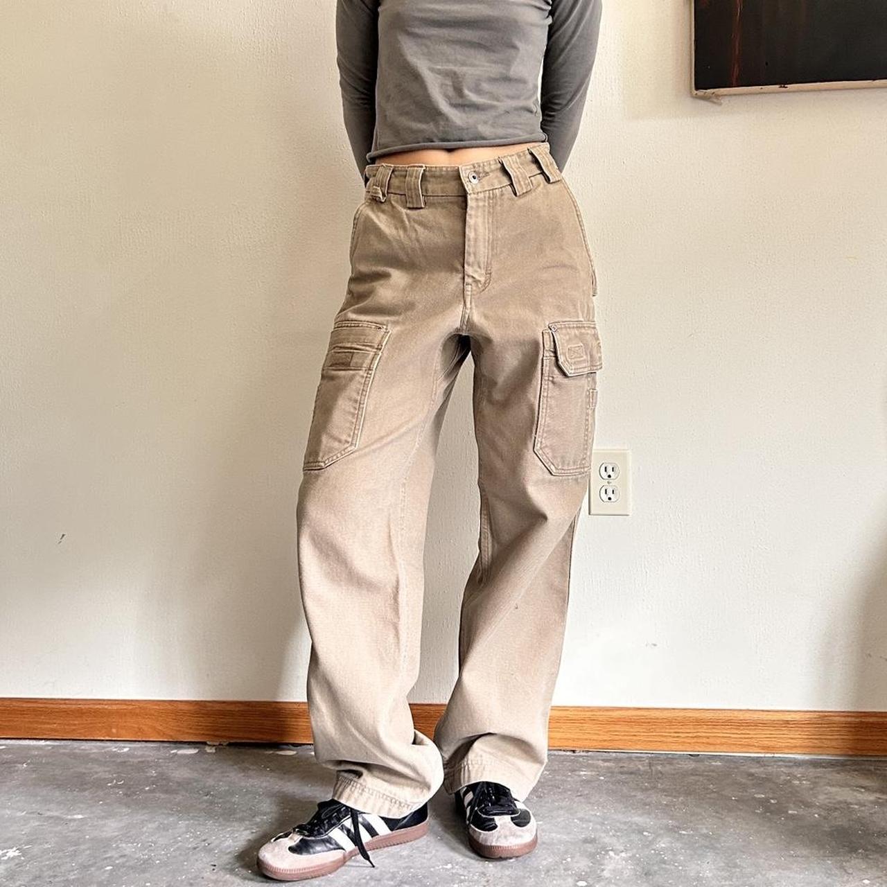 Tan Utility Cargo Pants (Hella pockets) Brand -... - Depop