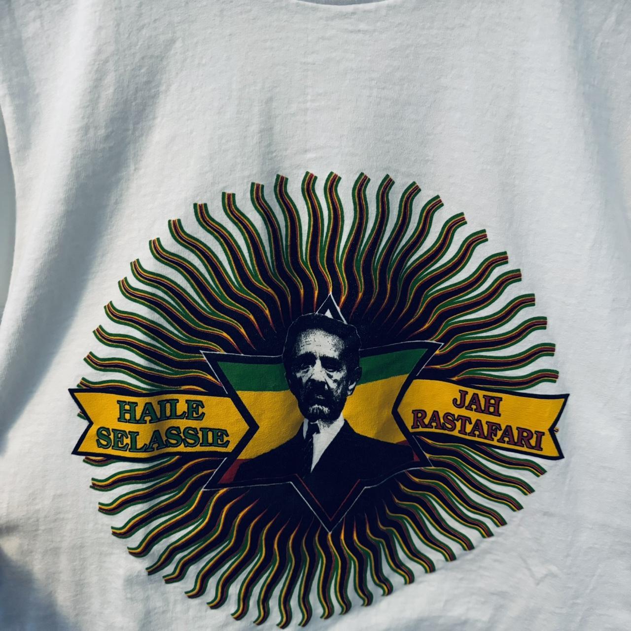 Vintage 90s Jah Rastafari Haile Selassie Size M... - Depop