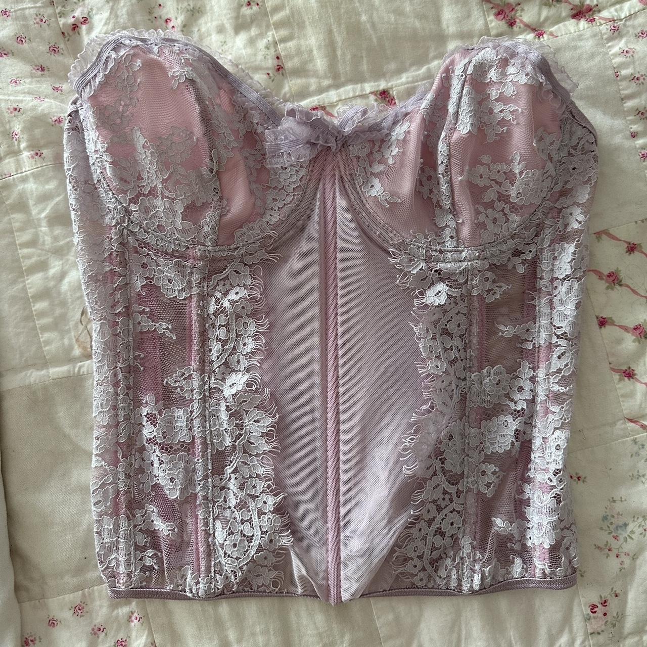 Sexy pale pink corset, eye hook clasps on the back... - Depop