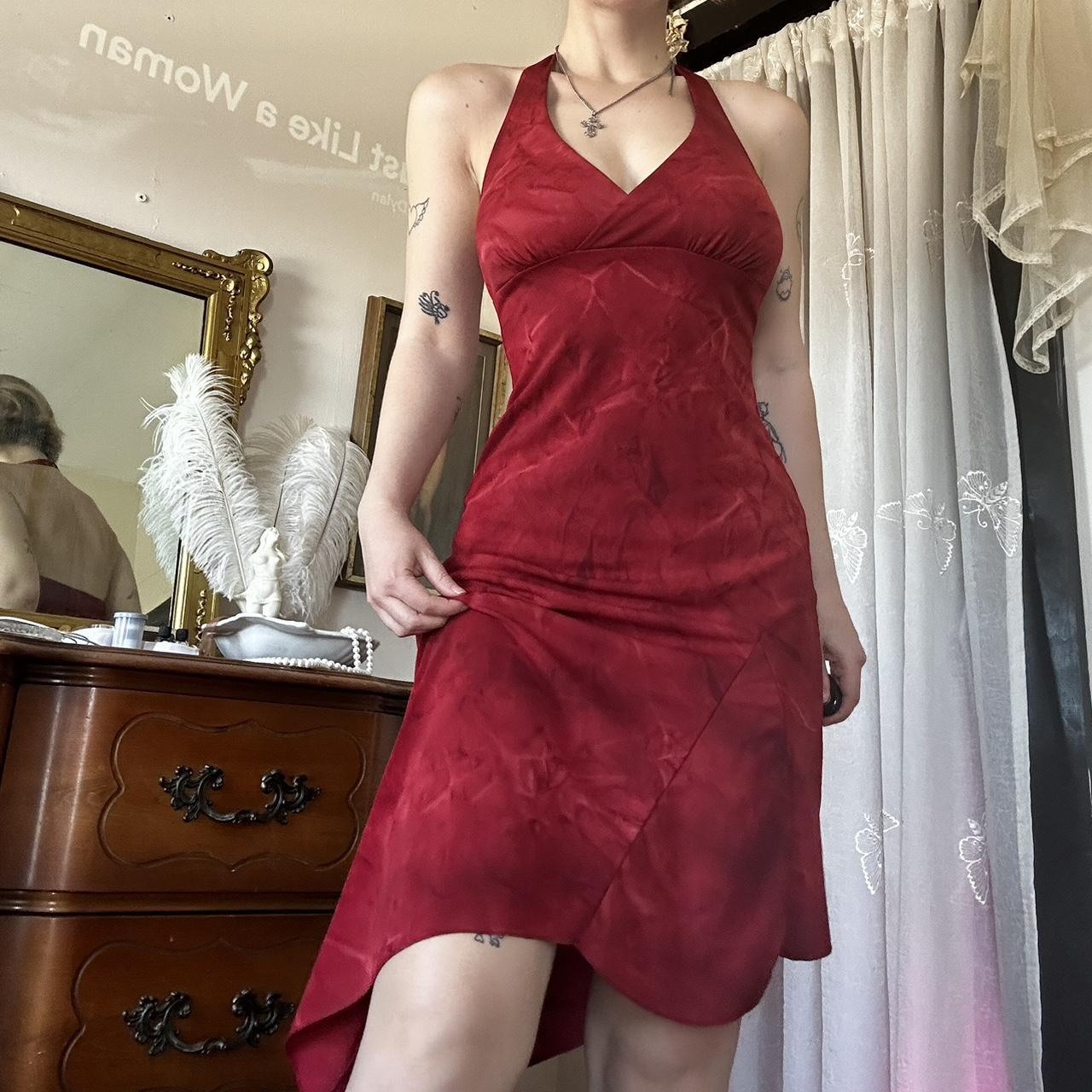 00's Red Fire Halter Dress Gorgeous vintage y2k... - Depop