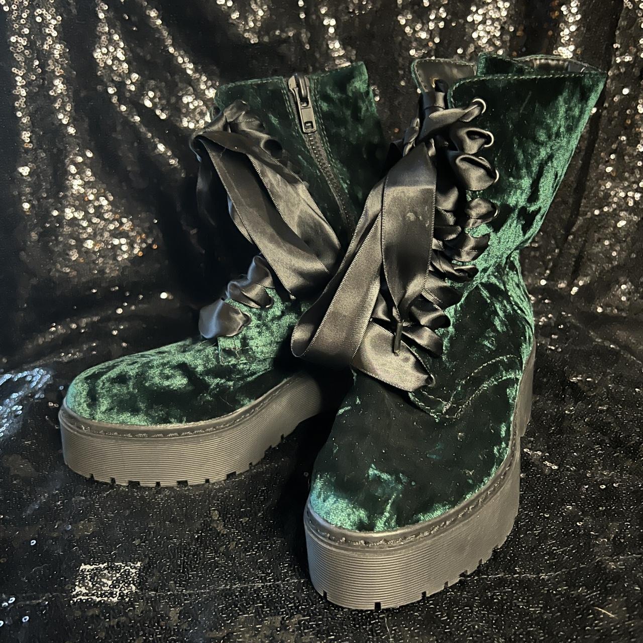 Dolls Kill Women's Green Boots | Depop