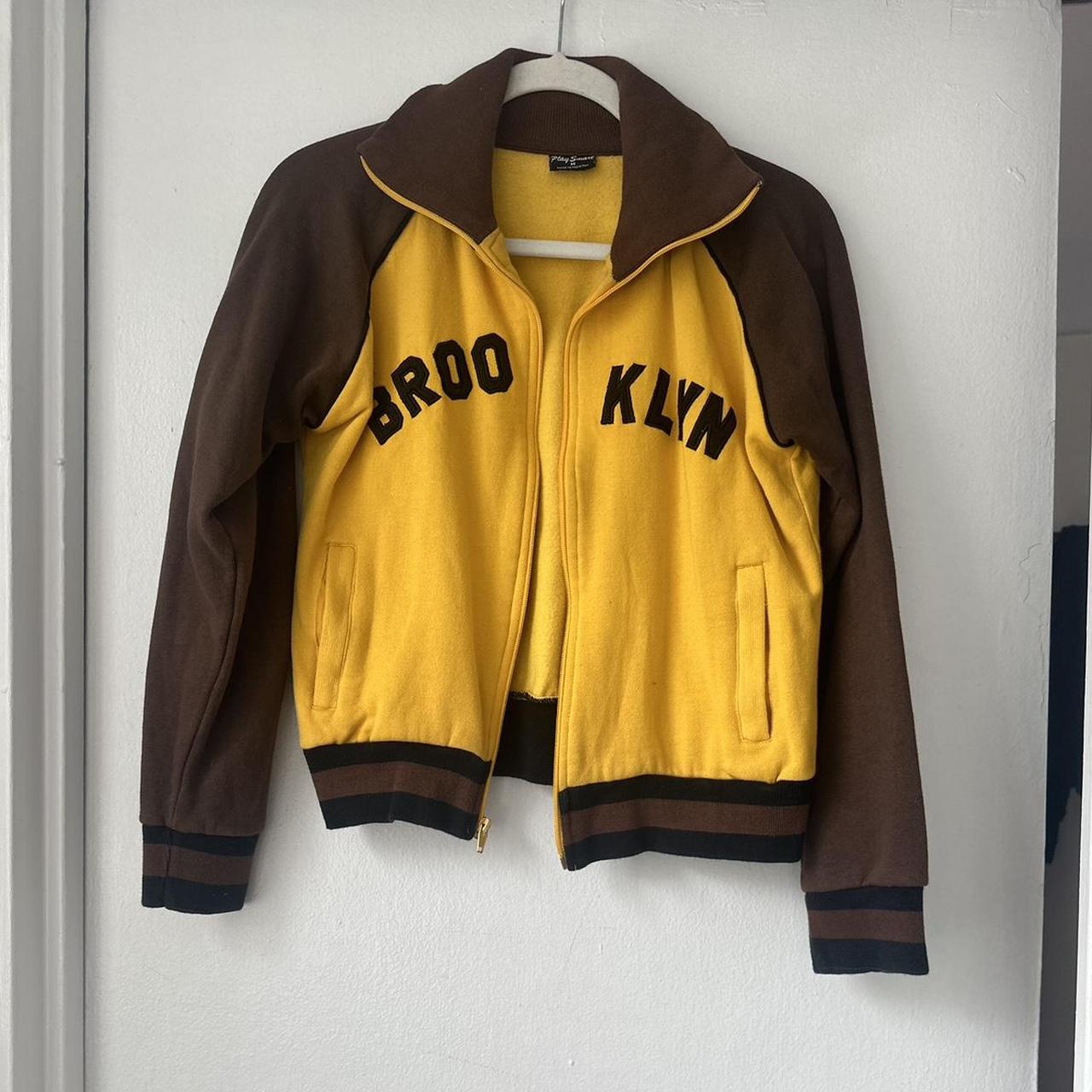 Super cute yellow n brown zip up! Perfect for fall💛 - Depop
