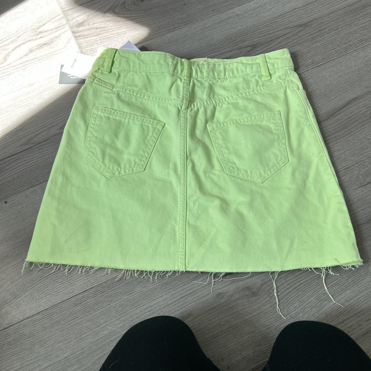 Neon green/ yellow denim skirt from Primark Brand... - Depop