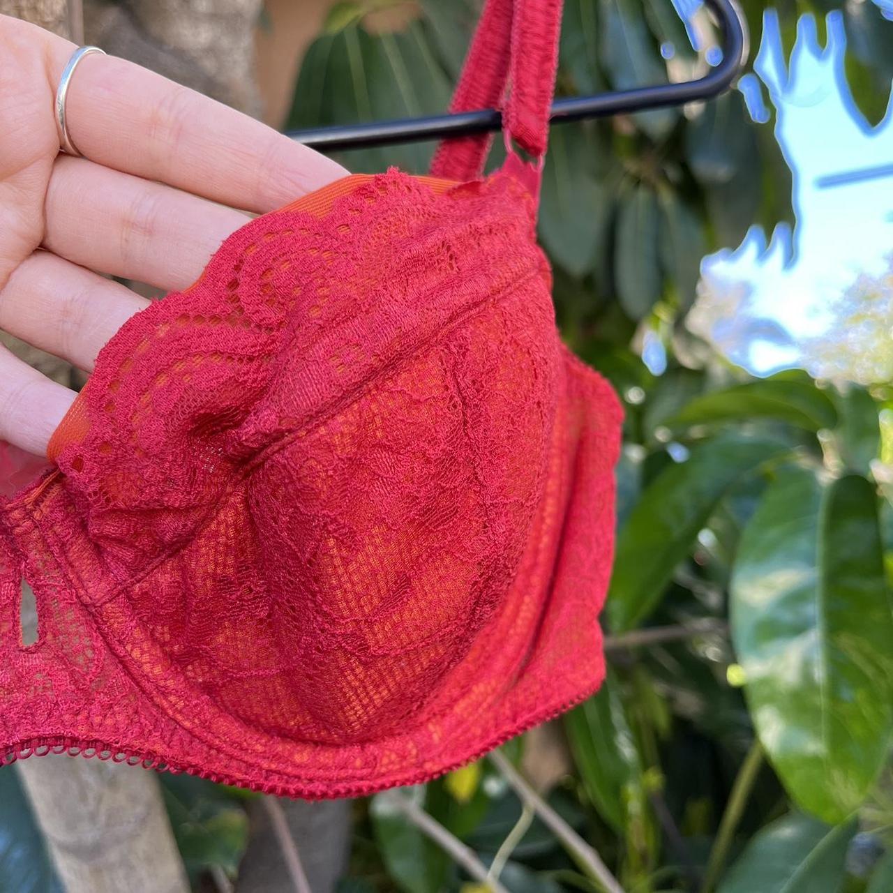 Victorias Secret Womens Red And Orange Bra Depop