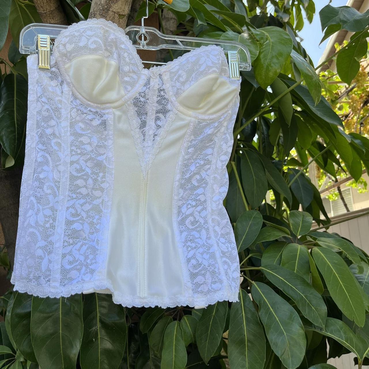 Vintage white/ cream lace corset.I love the back too... - Depop
