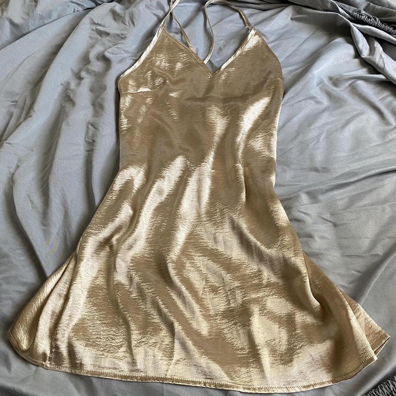 Missguided Women's Gold Dress | Depop