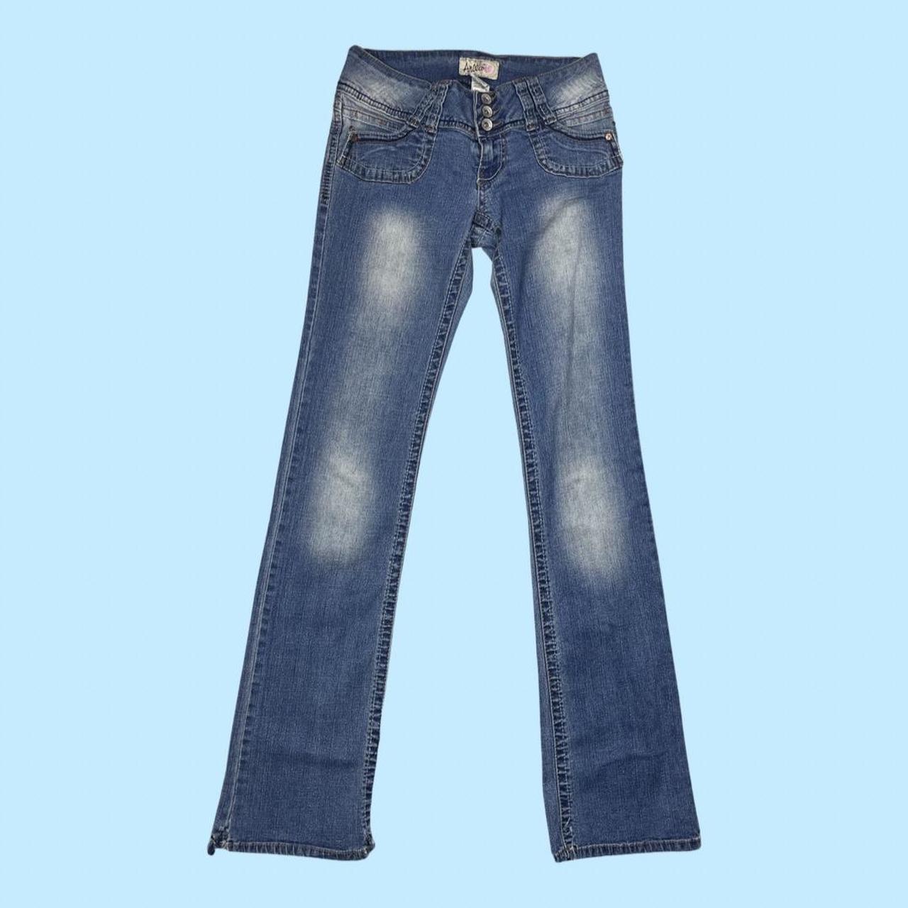 Y2K Angles Low Rise Jeans Size 5 Waist: 28 Rise:... - Depop