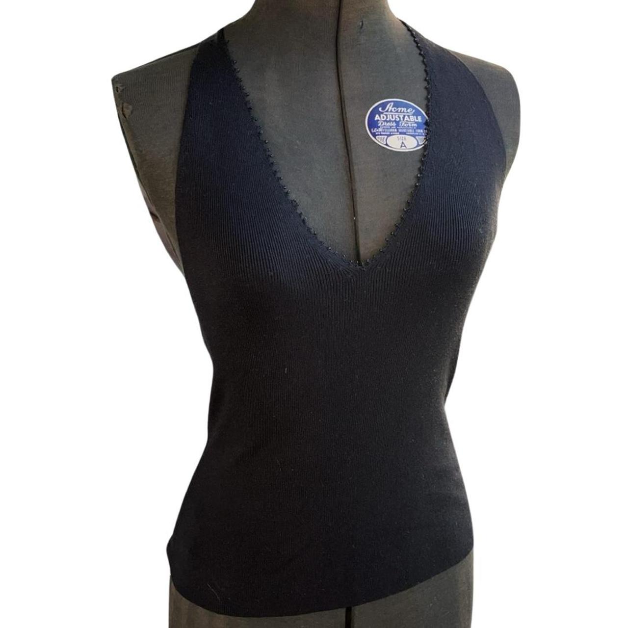 Y2K Express Black Halter Top with bead detailing... - Depop