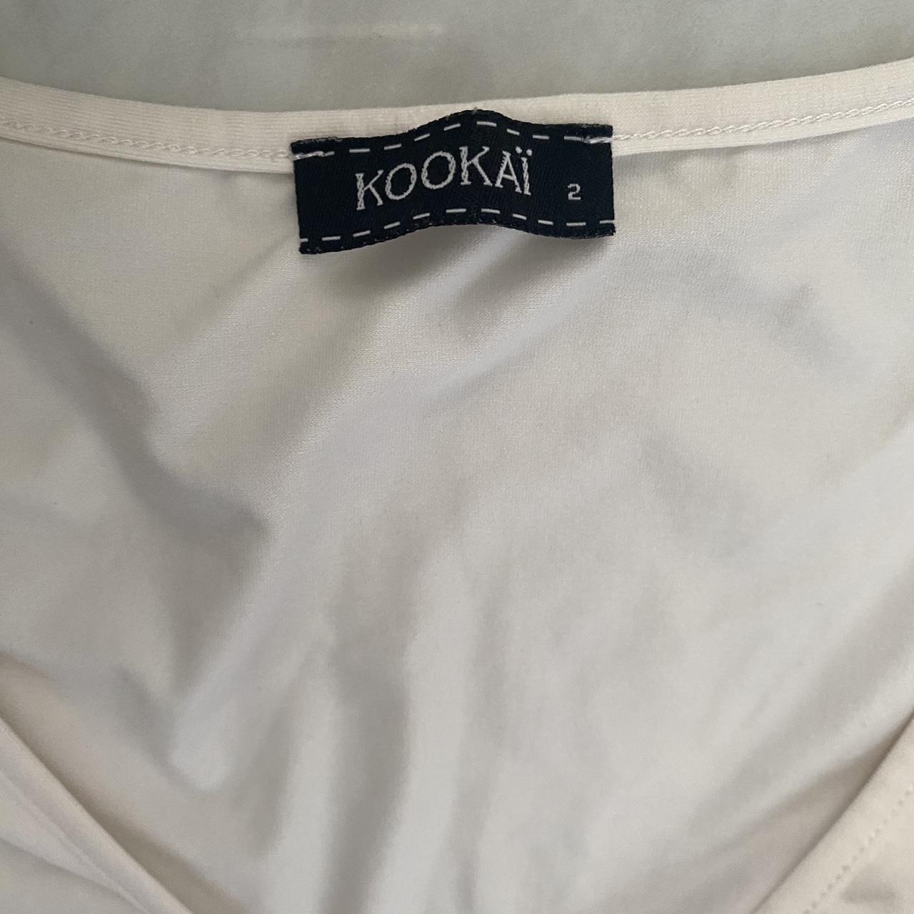 Vintage kookai 90’s white v neck top in off white... - Depop