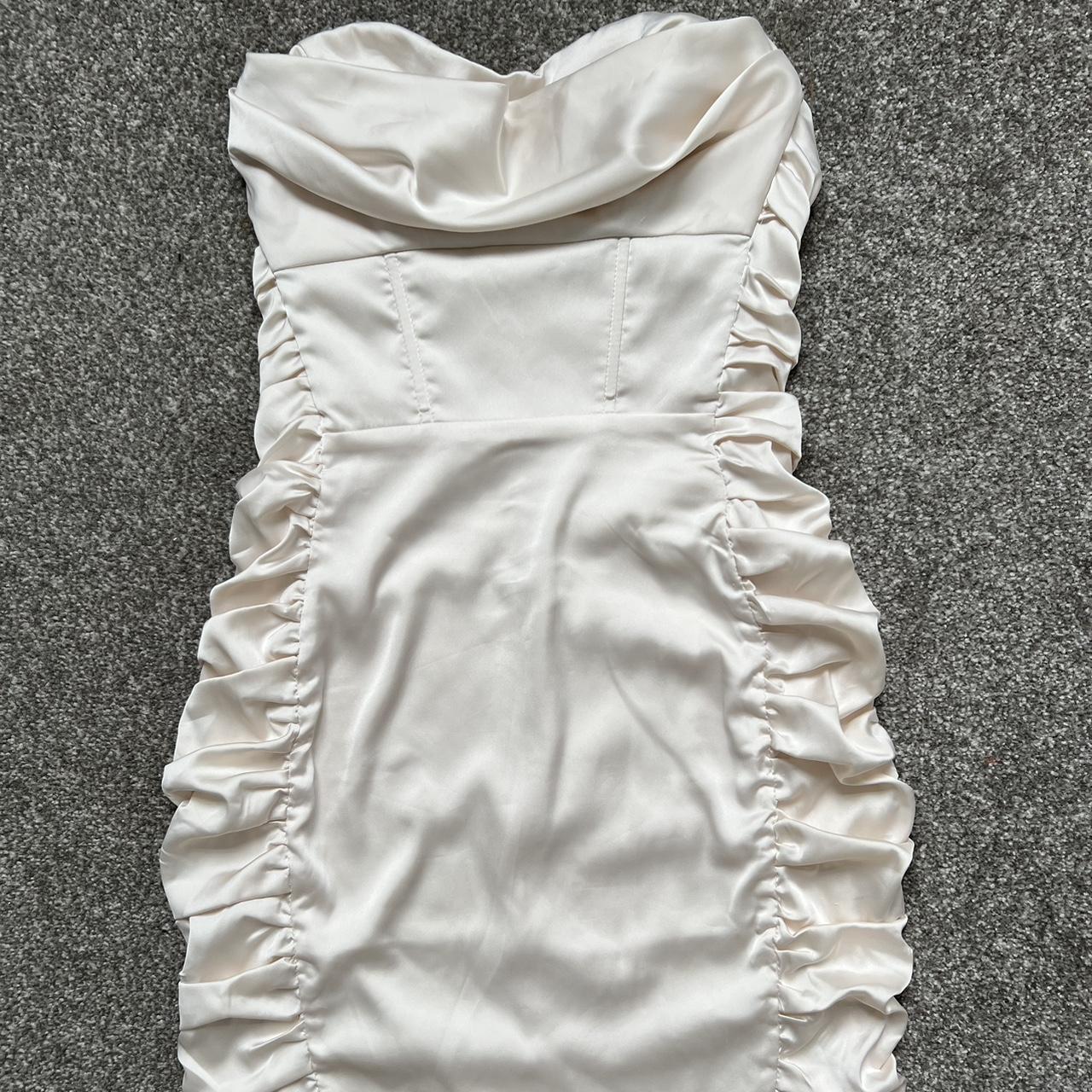 Oh Polly CAP FERRAT Strapless Satin Mini Dress,... - Depop