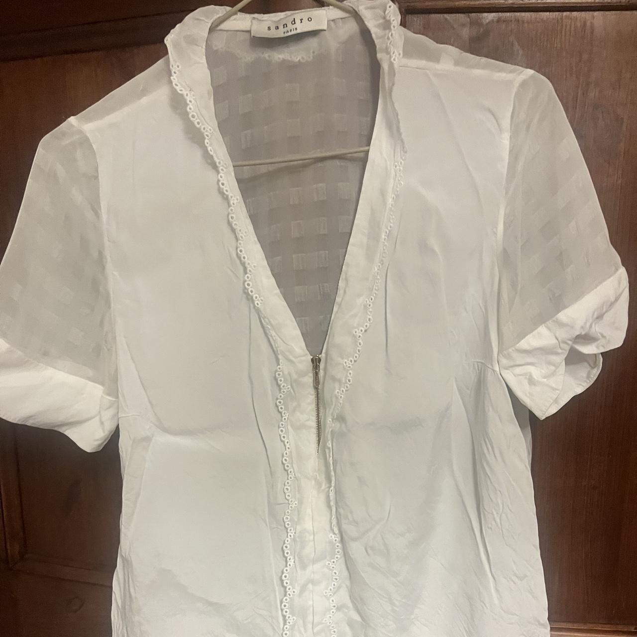 White Sandro blouse - label does not say a size will... | Depop