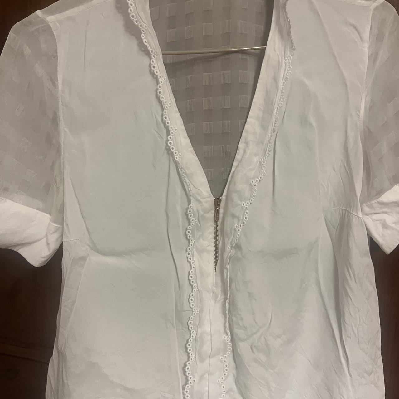 White Sandro blouse - label does not say a size will... | Depop