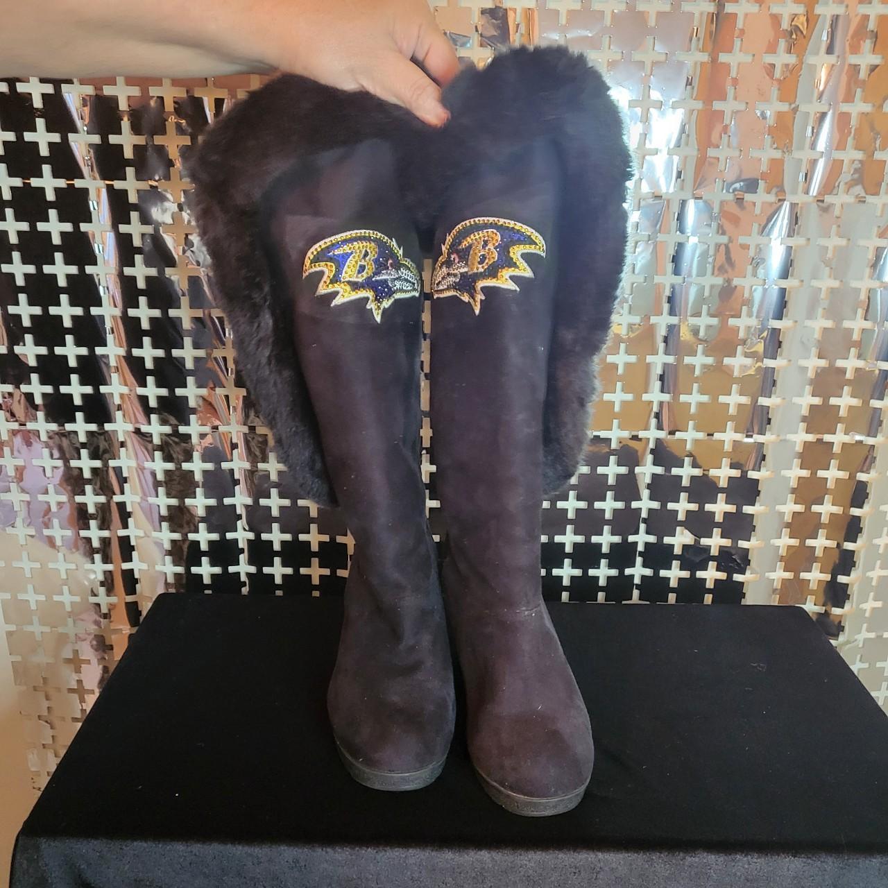 baltimore ravens fur boots a few scuff... - Depop