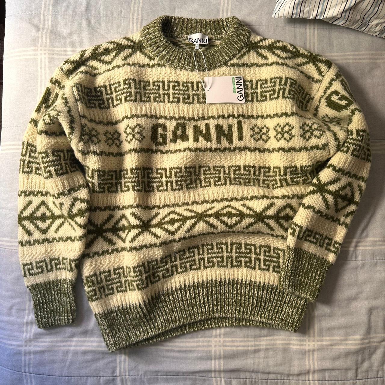 Ganni Wool Pullover/Sweater 100% organic wool Round... - Depop