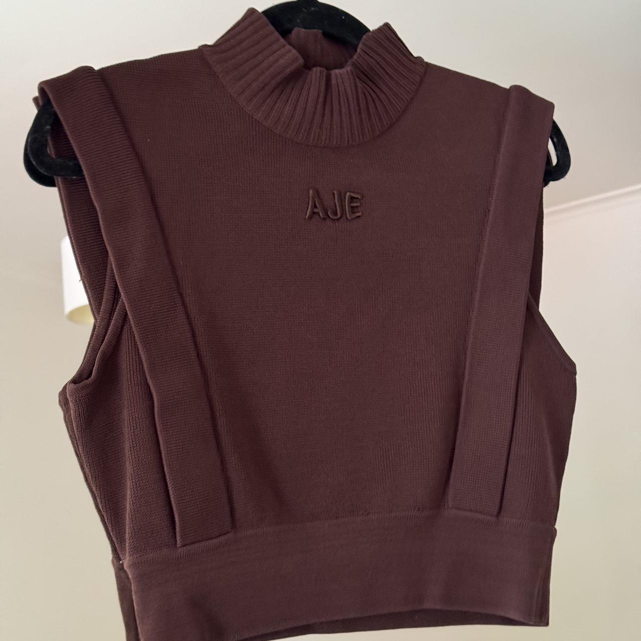 AJE Chocolate Knit Crop Worn once Size 8 Aus... - Depop