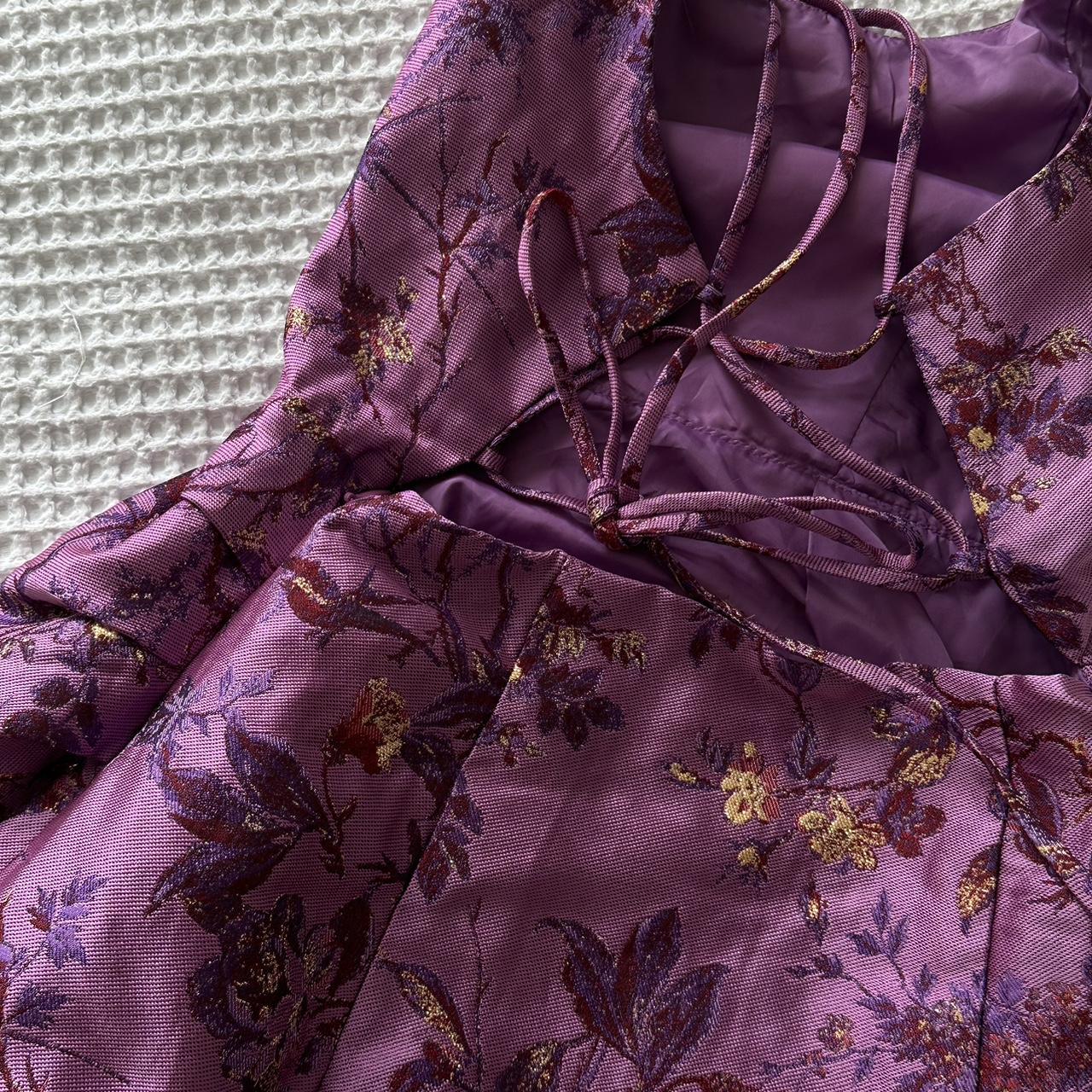 Urban Outfitters purple satin minidress with lace up... - Depop