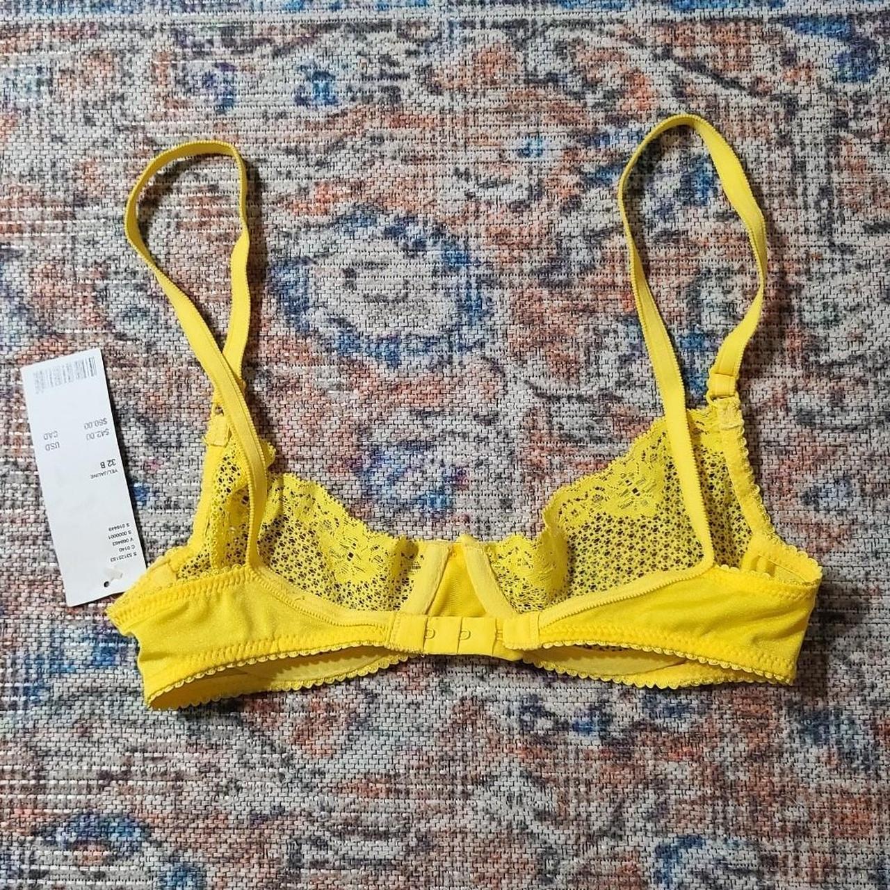Yellow Lace Bra from Urban Outfitters.... - Depop