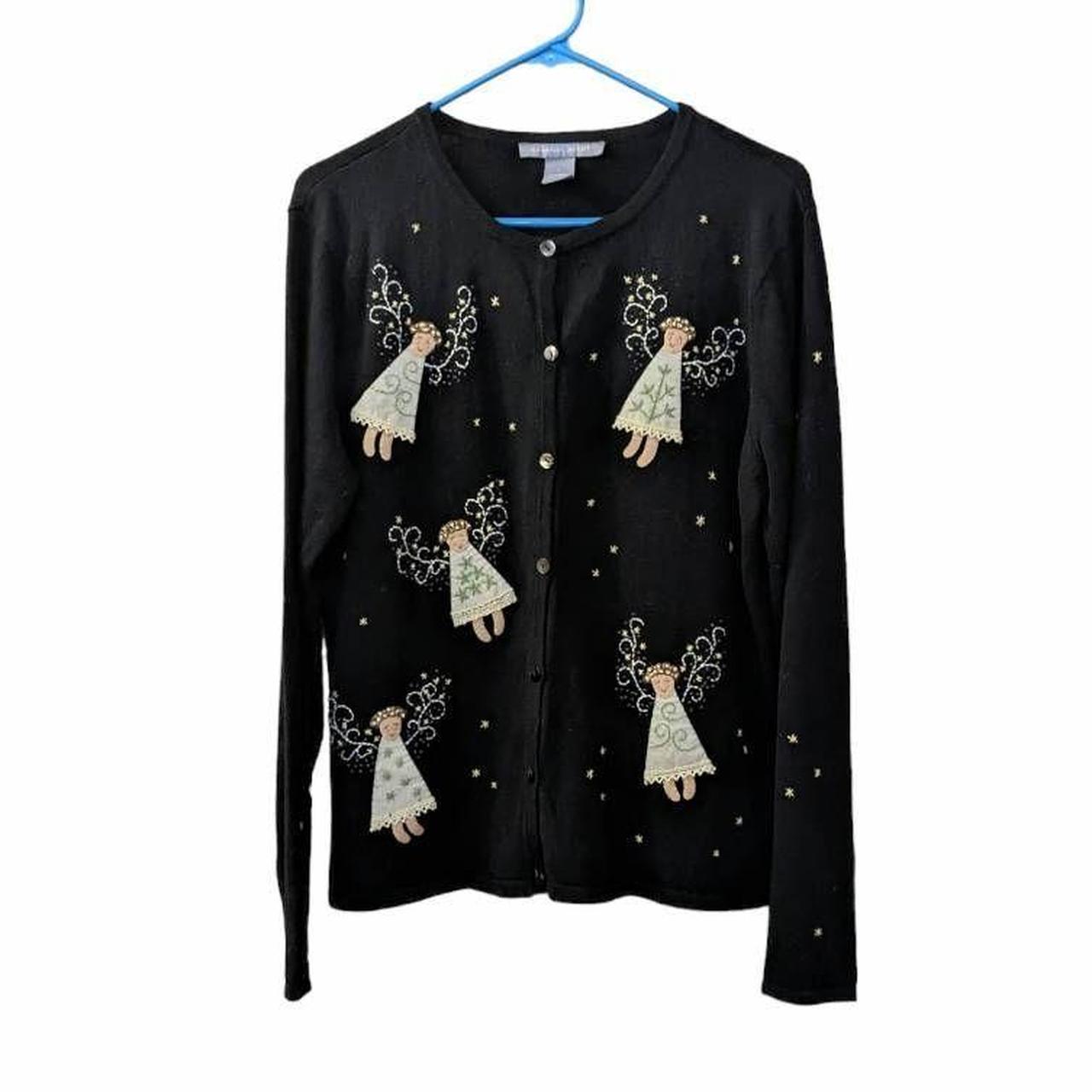 Vintage Carroll Reed Angel Holiday Christmas Sweater... - Depop