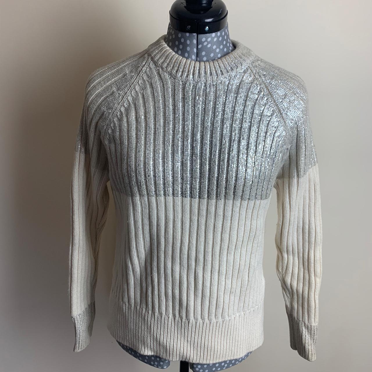 Joseph silver and cream 100% thick wool jumper in... - Depop