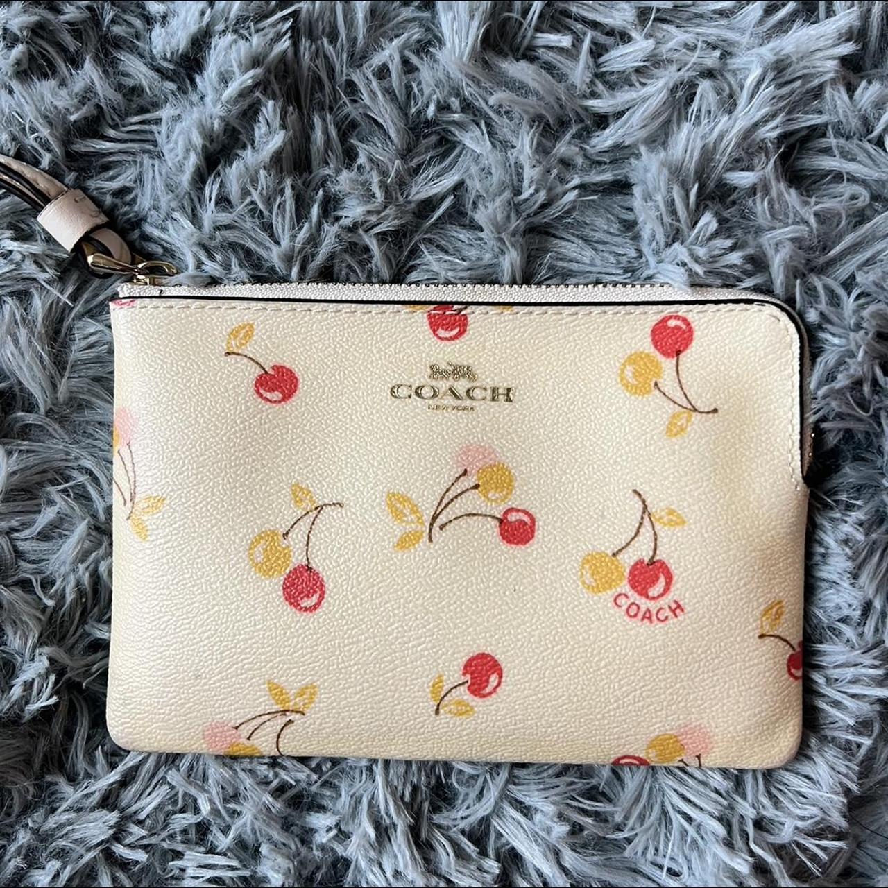 cherry printed coach wristlet price is firm for this... - Depop