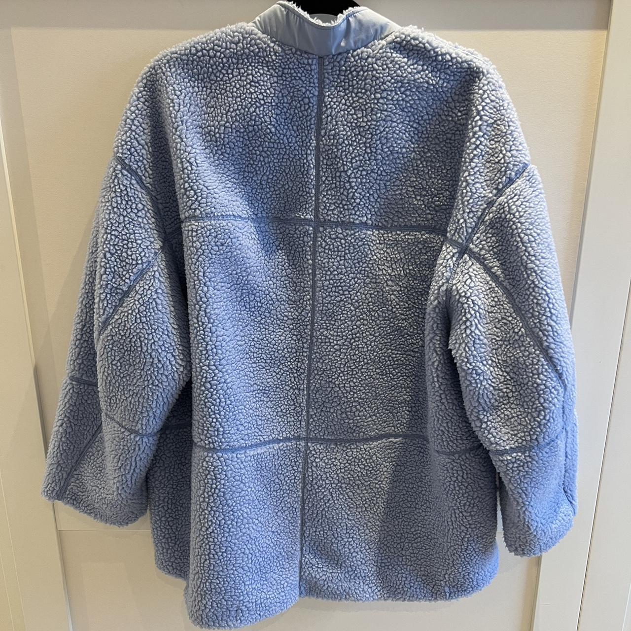 H&M blue teddy jacket Size small Perfect condition... - Depop