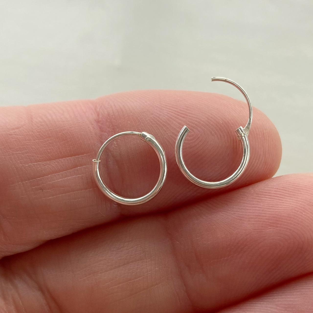 Sterling 925 silver 10mm hoops small close fitting... - Depop