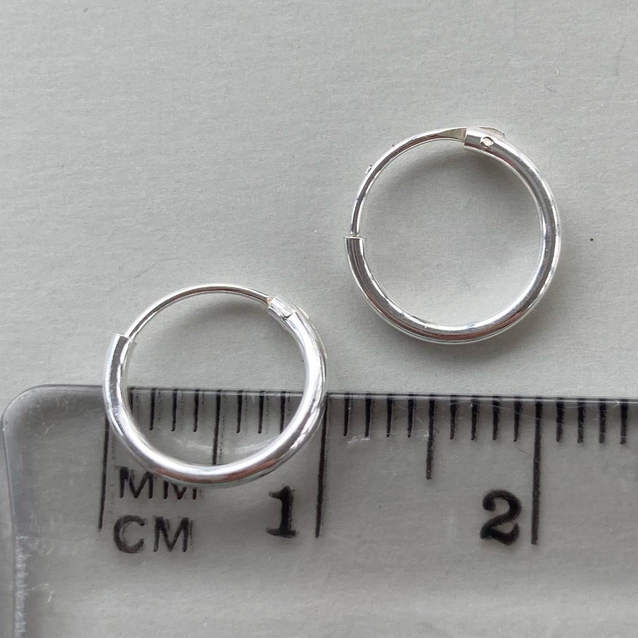 Sterling 925 silver 10mm hoops small close fitting... - Depop