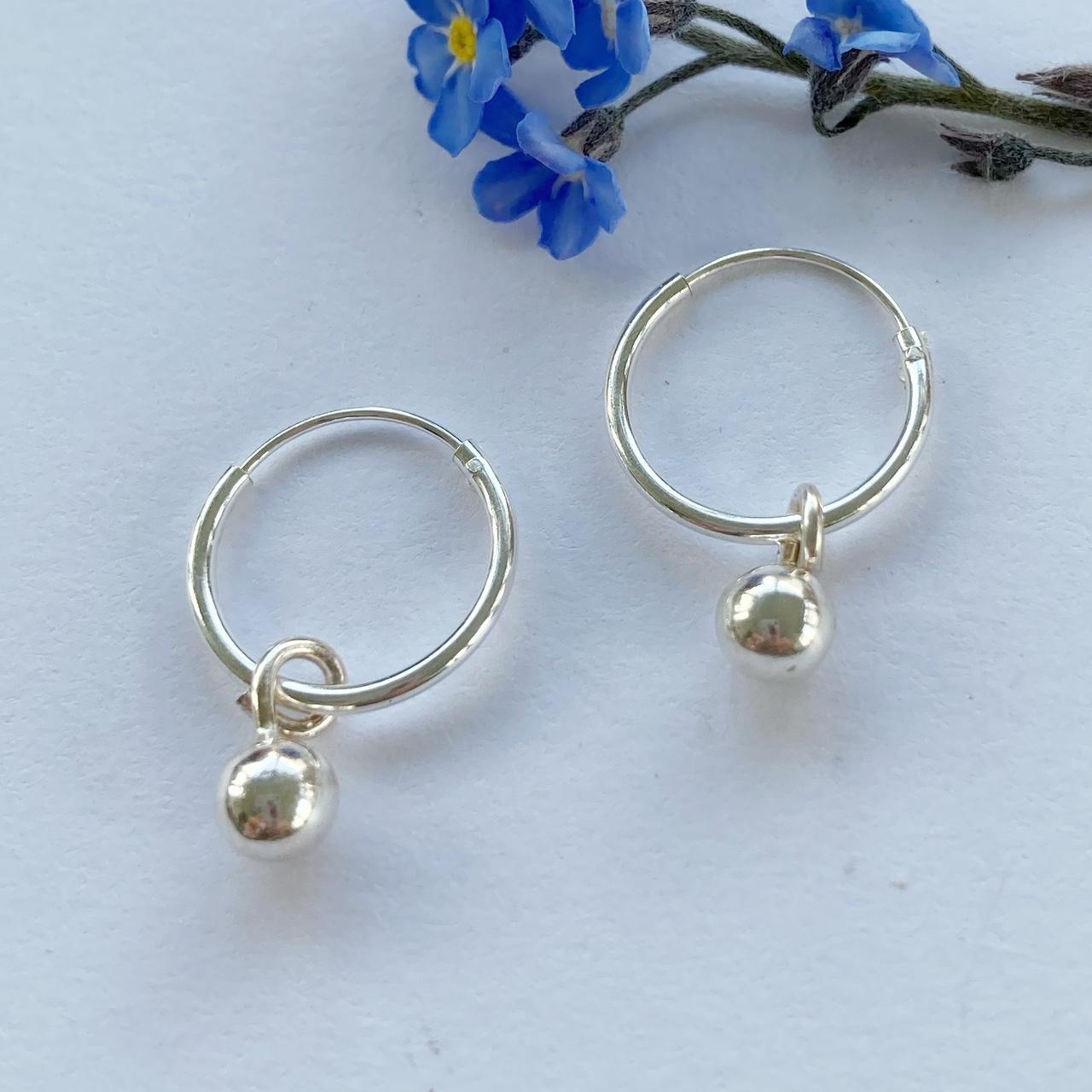 Sterling silver 12mm hoops earrings with sterling... - Depop