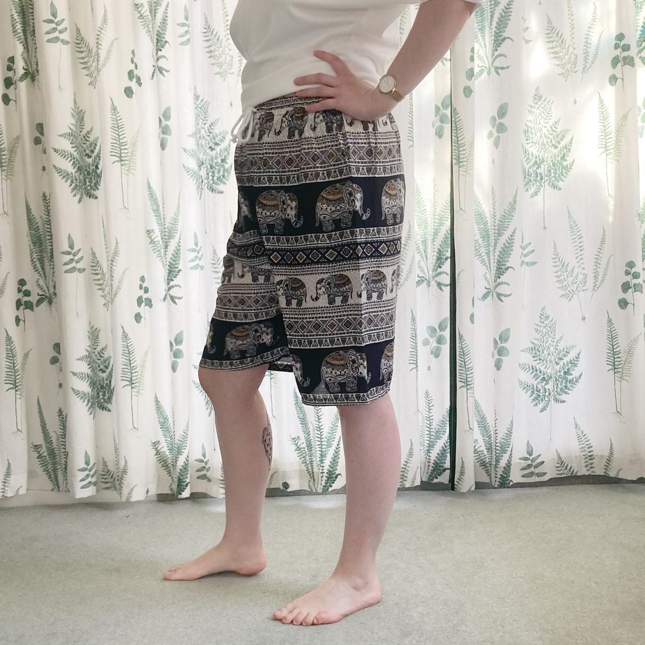 Festival elephant print pattern shorts Long length... - Depop