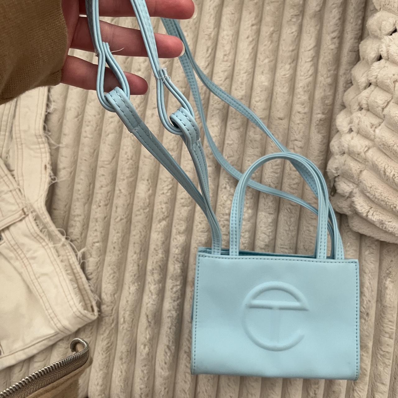 Mini baby blue telfar bag. Dog chewed the straps and... - Depop