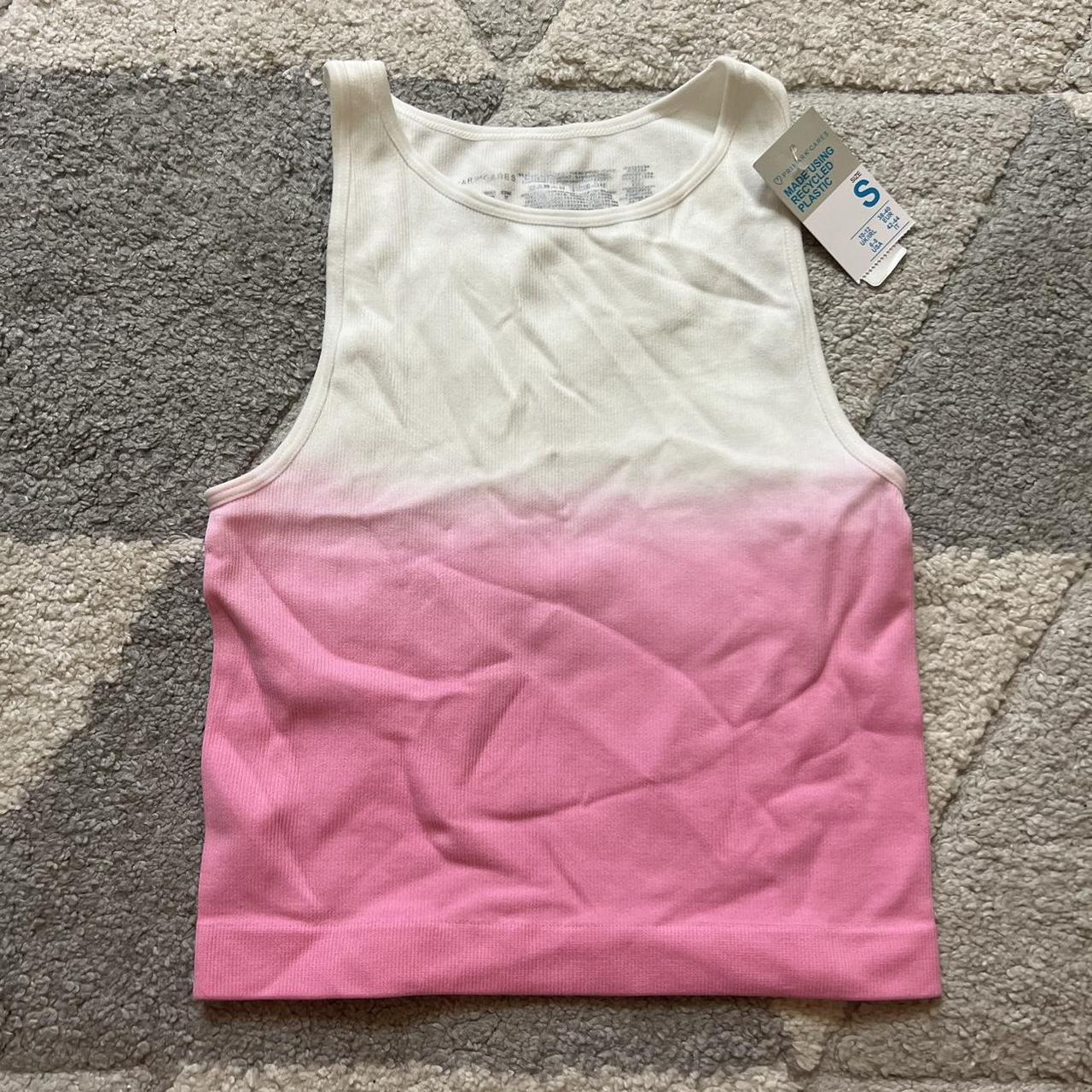 Pink ombré primark gym tank top white to pink size... - Depop
