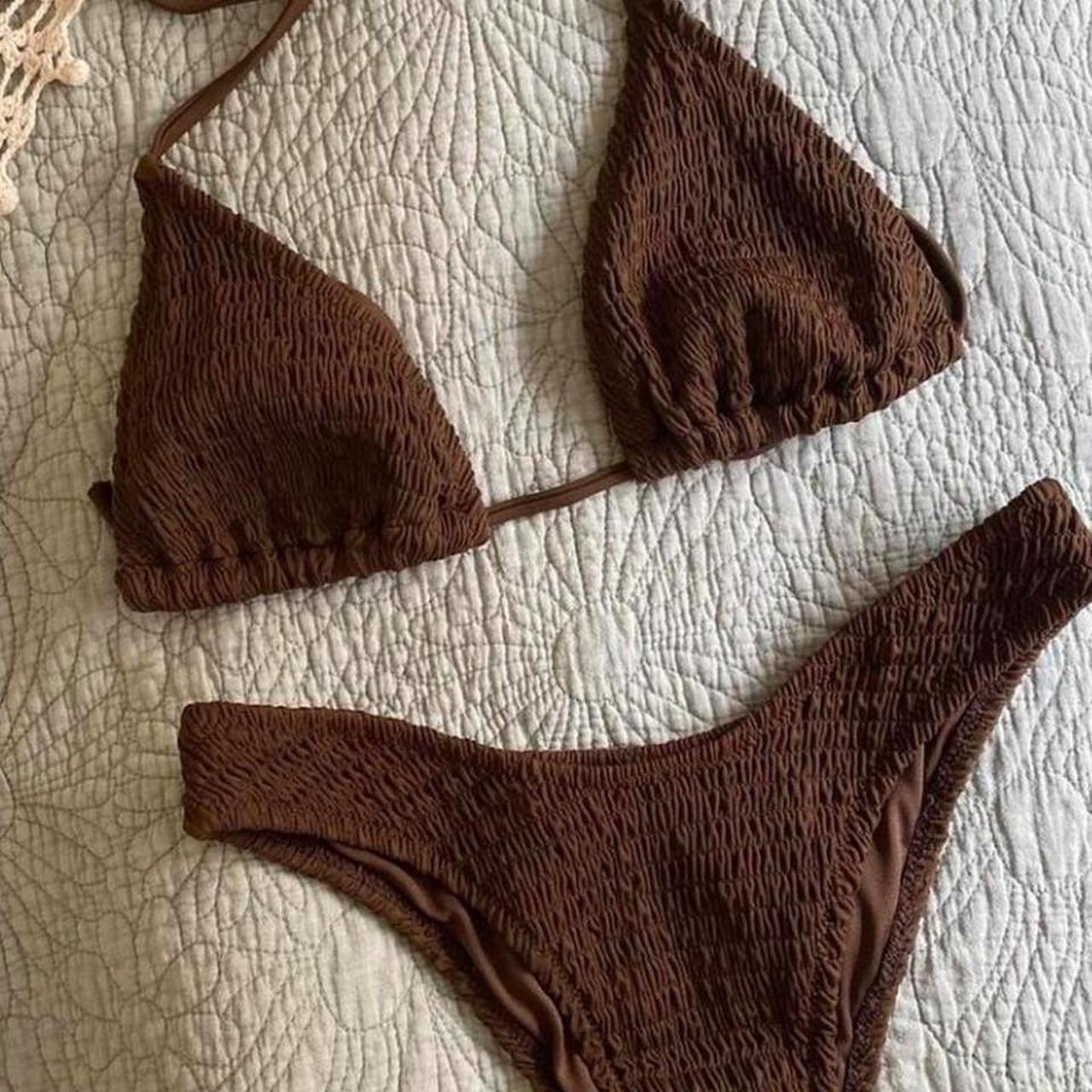 Gorgeous little brown bikini set. Worn once XS... - Depop