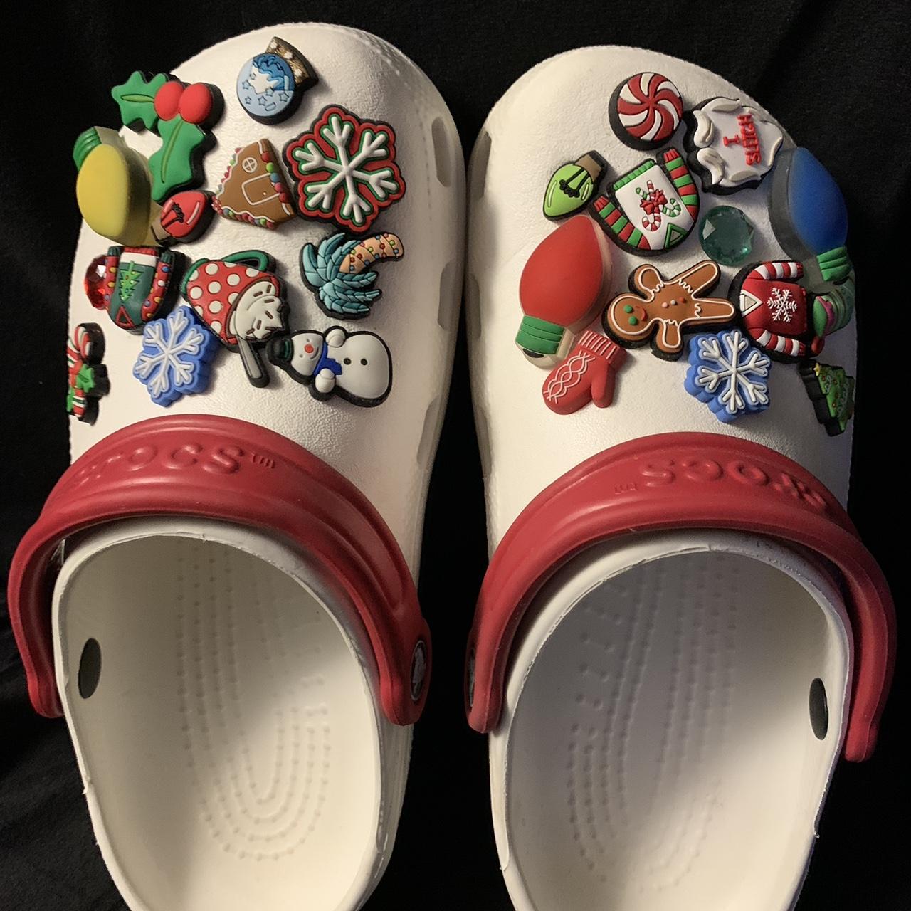 Handmade, Christmas themed white and red crocs! Sold... - Depop